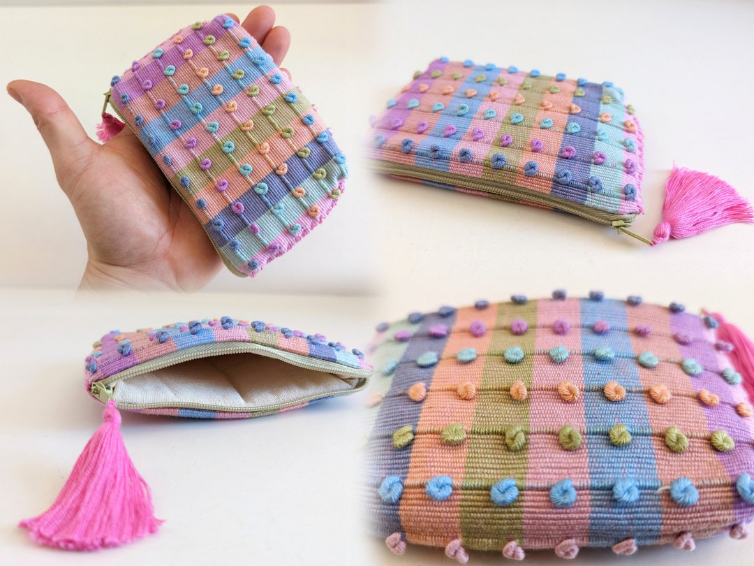 Embroidered Zipper Pouch / Hand Made Travel Pouch / Mexican Coin Pouch ...