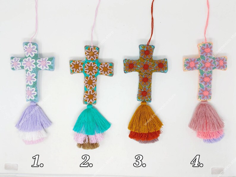 Large Embroidered Floral Cross / Large Cross With Tassel / - Etsy