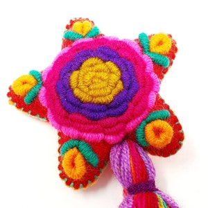 Set of 3 Christmas Star Ornament / Mexican Embroidered Star / Hand Made ...