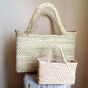 Rectangular Straw Beach Bag / Market Straw Bag / Mexican Tote Bag ...