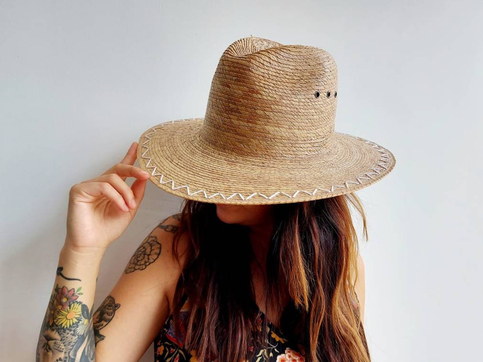 Mexican Straw Hat With Embroidered Decoration - Etsy