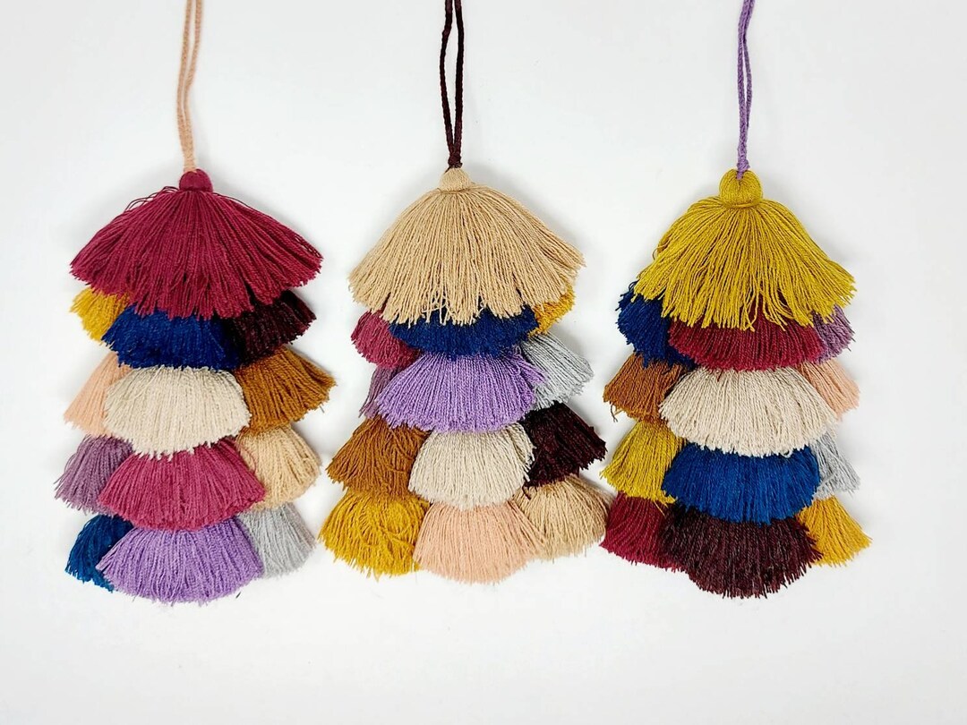 Earthy Color Large Tassels / Multi Layer Dark Tassels - Etsy