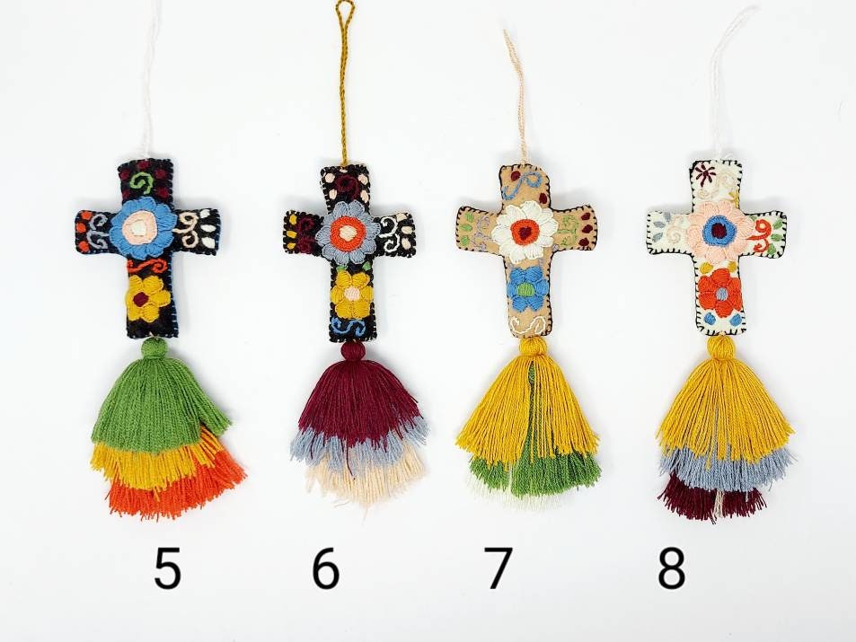 Embroidered felt cross / embroidered crosses in bright colors | Etsy