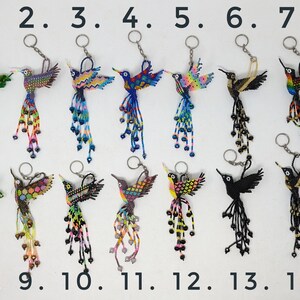Glass Bead Bird Keychain / Mexican Parrot Keychains / Hummingbird ...