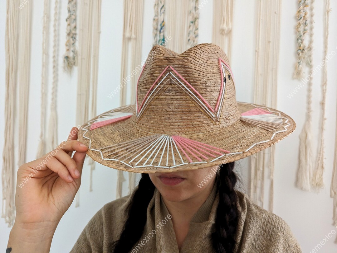 Mexican Straw Hat With Embroidered Decoration - Etsy