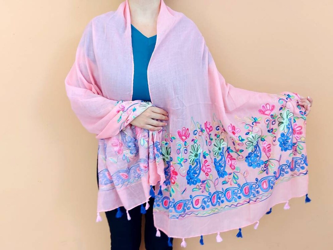 Mexican Woven Rebozo Scarf / Traditional Floral Rebozo / Mexican Flower ...