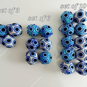 Evil Eye Christmas Tree Ornament Set / Hand Made Christmas Spheres ...