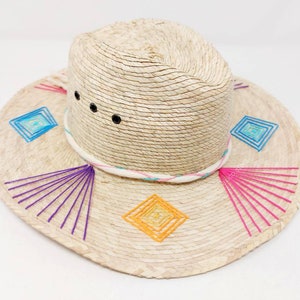 Mexican Straw Hat With Embroidered Decoration - Etsy