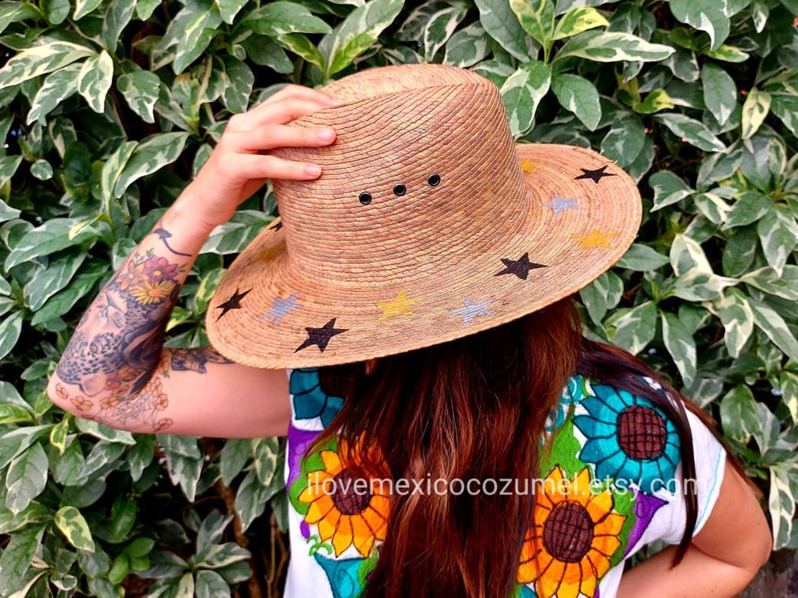 Hand Painted Hat With Stars / Straw Hat With Star Decor - Etsy