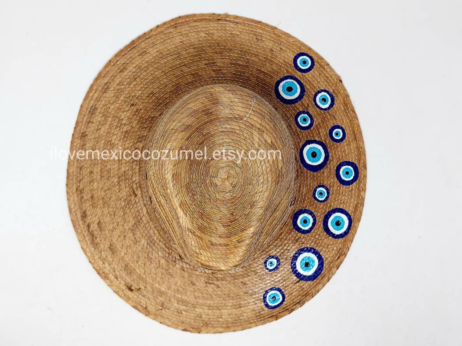 Hand Painted Hat With Evil Eye Decoration / Straw Hat With Eye - Etsy