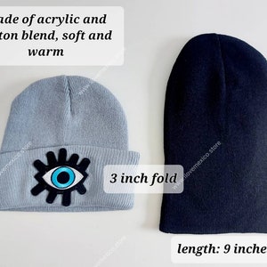Evil Eye Cuffed Beanie / Patch Beanie / Embroidered Winter Hat - Etsy