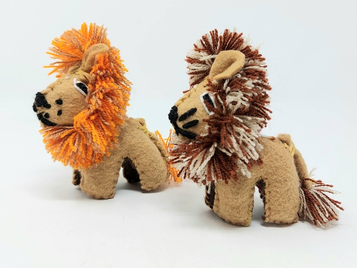 Hand Made Mini Plushies / Stuffed Natural Wool Lion / Plush | Etsy
