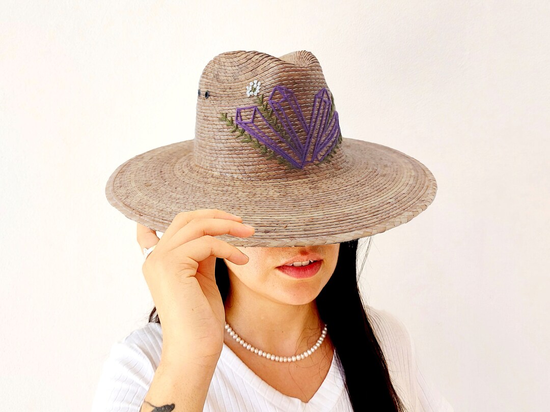 Mexican Straw Hat With Embroidered Decoration - Etsy