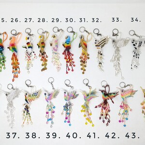 Glass Bead Bird Keychain / Mexican Parrot Keychains / Hummingbird ...