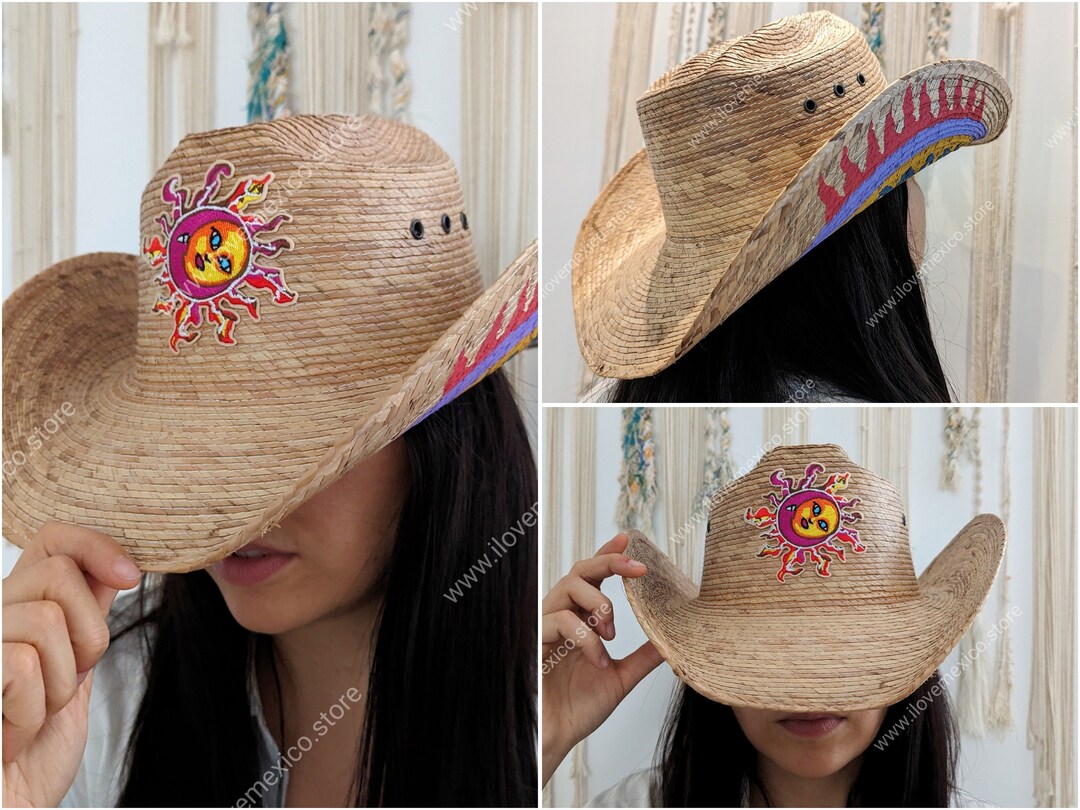 Hand-painted Straw Cowboy Hat: Mexican Sun Design - Etsy