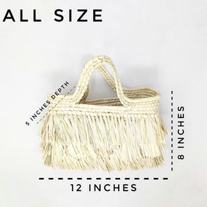 Rectangular Straw Beach Basket With Fringes / Market Straw Bag ...
