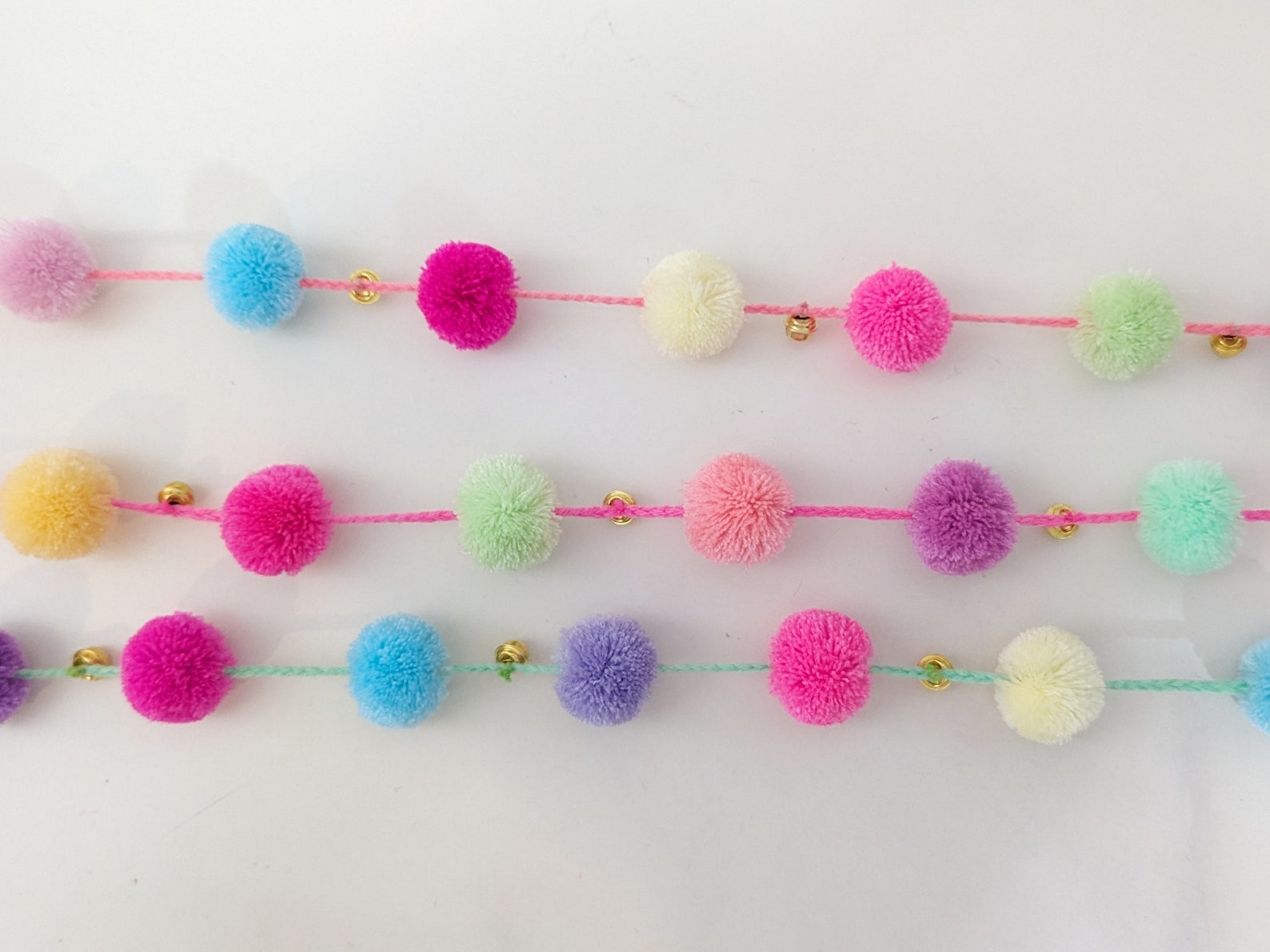 Multi Color Christmas Tree Garlands With Tiny Brass Jingle Bells - Etsy