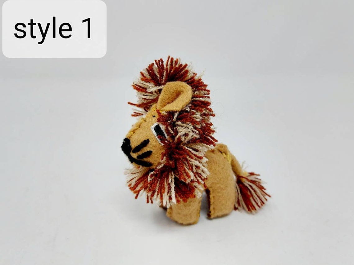 Hand Made Mini Plushies / Stuffed Natural Wool Lion / Plush | Etsy