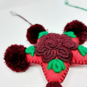 Set of 4 Christmas Star Ornament / Mexican Embroidered Star / Hand Made ...
