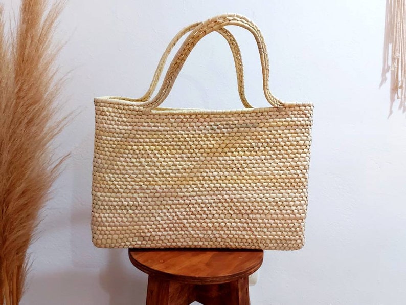 Rectangular Straw Beach Bag / Market Straw Bag / Mexican Tote | Etsy