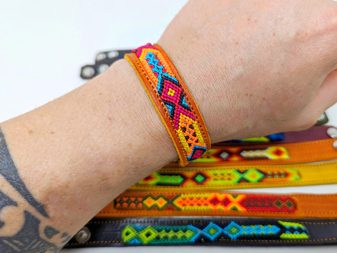 Handmade Mexican Leather Friendship Bracelet / Traditional Mexican Hand ...