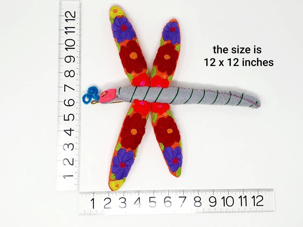Large Embroidered Wool Dragonfly Toy - Etsy