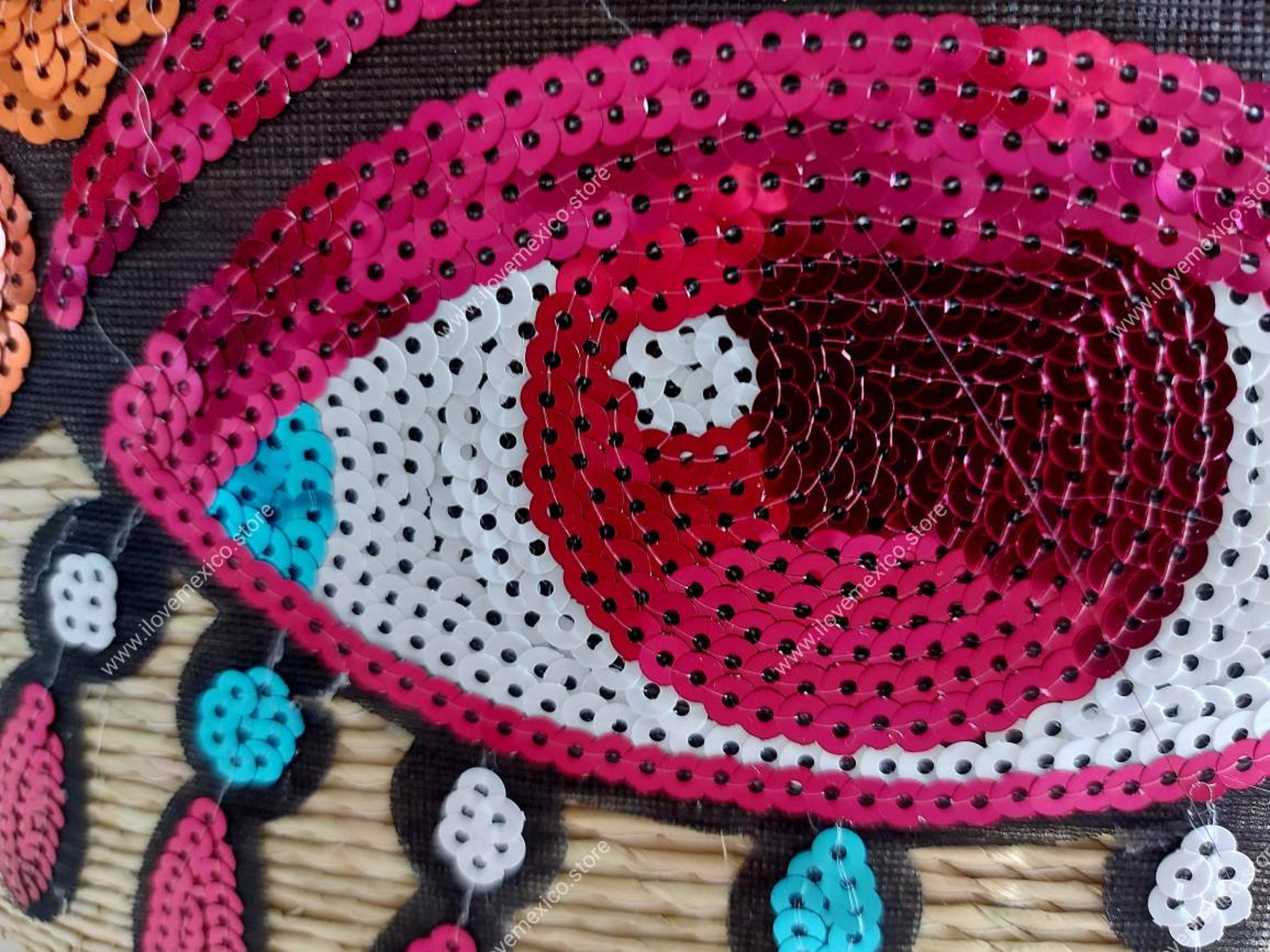 Straw Bag With Evil Eye Sequin Patch / Handmade Market Straw - Etsy