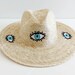 Hand Embroidered Hat With Evil Eye Decoration / Straw Hat With - Etsy