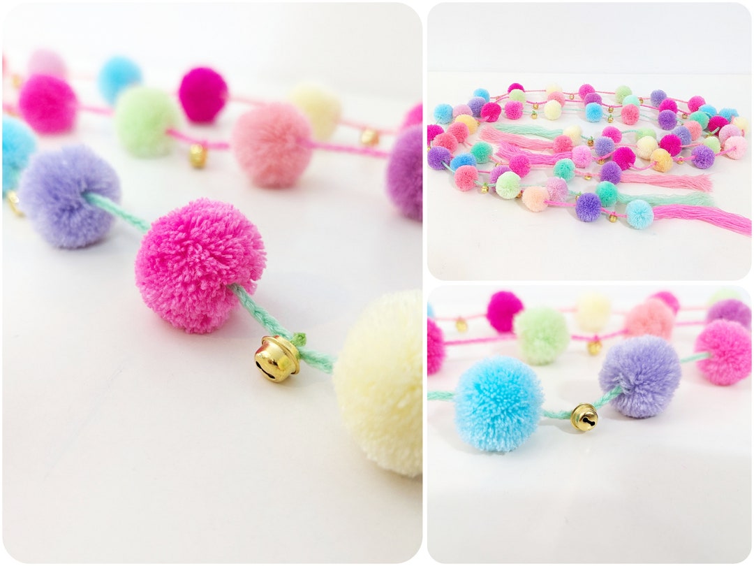 Multi Color Christmas Tree Garlands With Tiny Brass Jingle Bells - Etsy