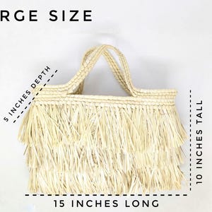 Rectangular Straw Beach Basket With Fringes / Market Straw Bag ...