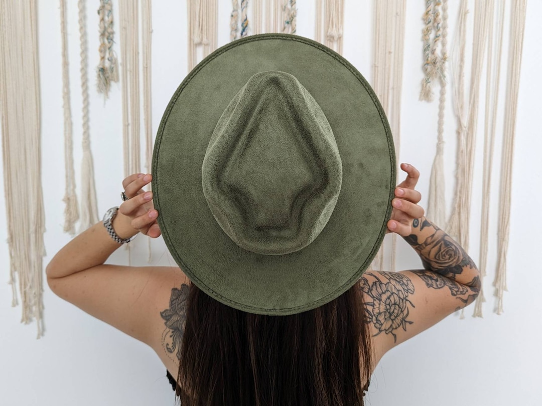 Suede Fedora Hat With Arrow Head Shaped Crown From Mexico - Etsy