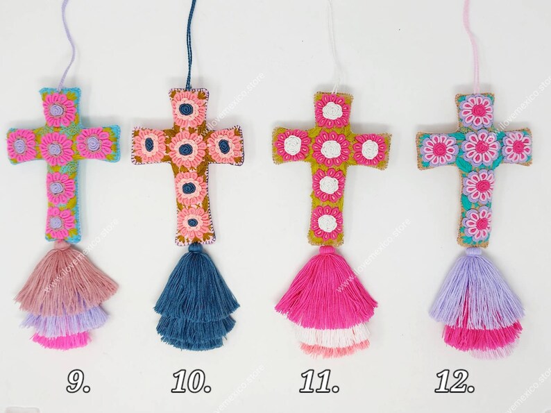 Large Embroidered Floral Cross / Large Cross With Tassel / - Etsy
