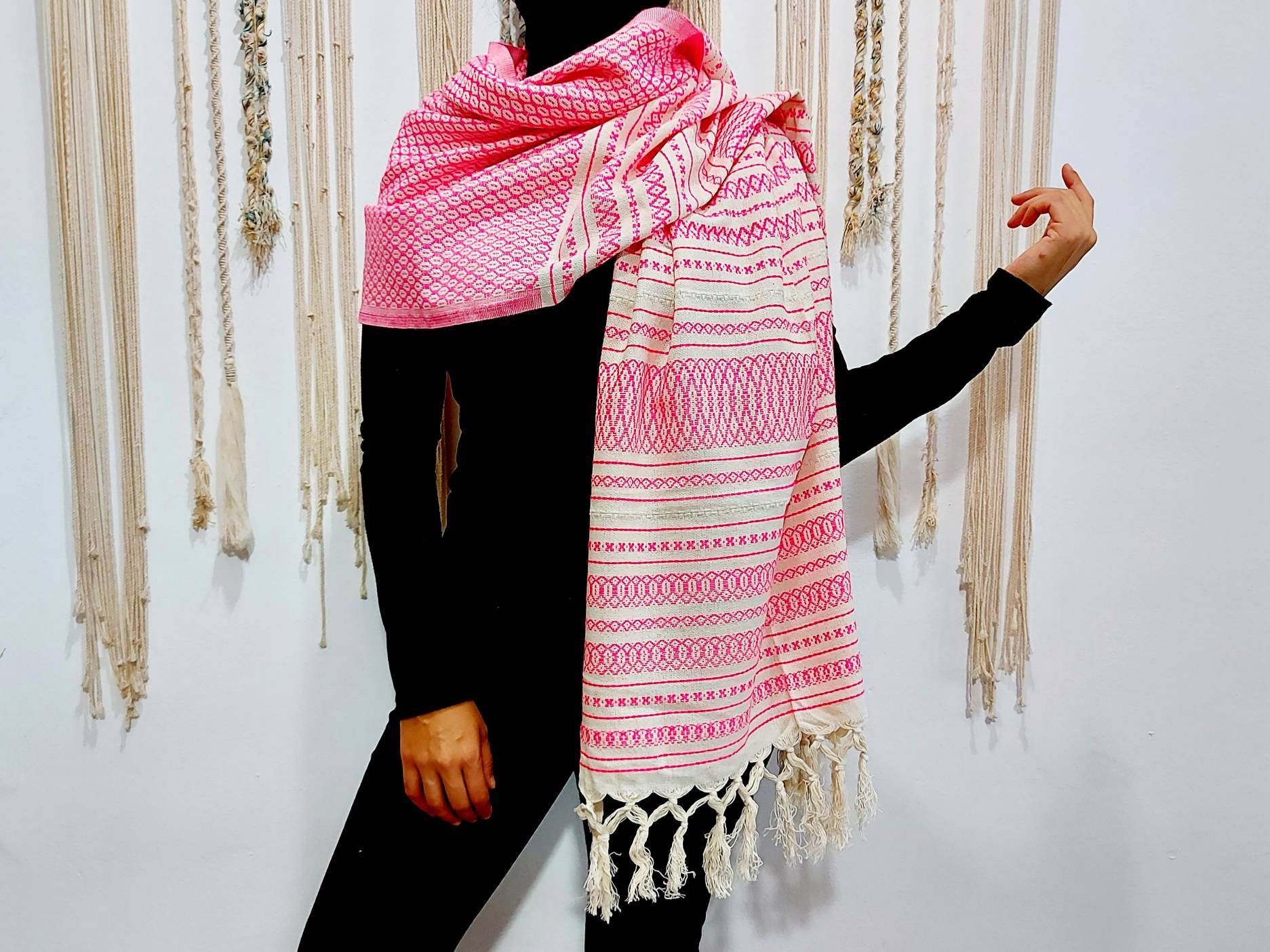 Woven Cotton Rebozo Scarf / Traditional Mayan Rebozo / Mexican - Etsy