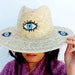 Hand Embroidered Hat With Evil Eye Decoration / Straw Hat With - Etsy