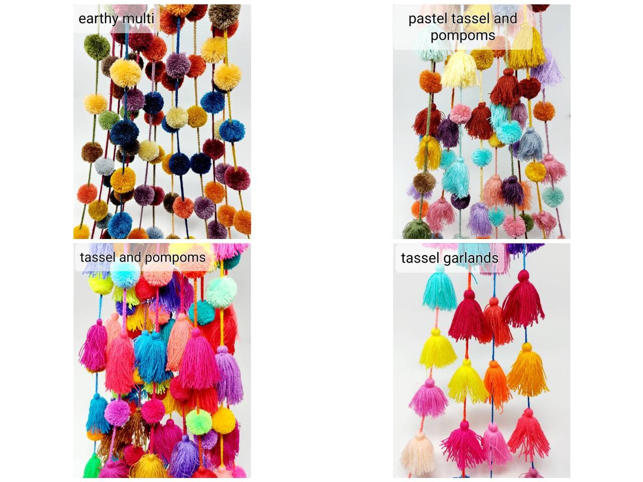 Mexican Christmas tree garland / Multi color pompom garland / | Etsy