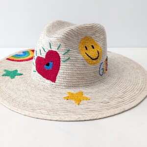 Embroidered Summer Hat / Mexican Straw Hat With Hand Embroidered ...