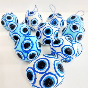 Evil Eye Christmas Tree Ornament Set / Hand Made Christmas Spheres ...