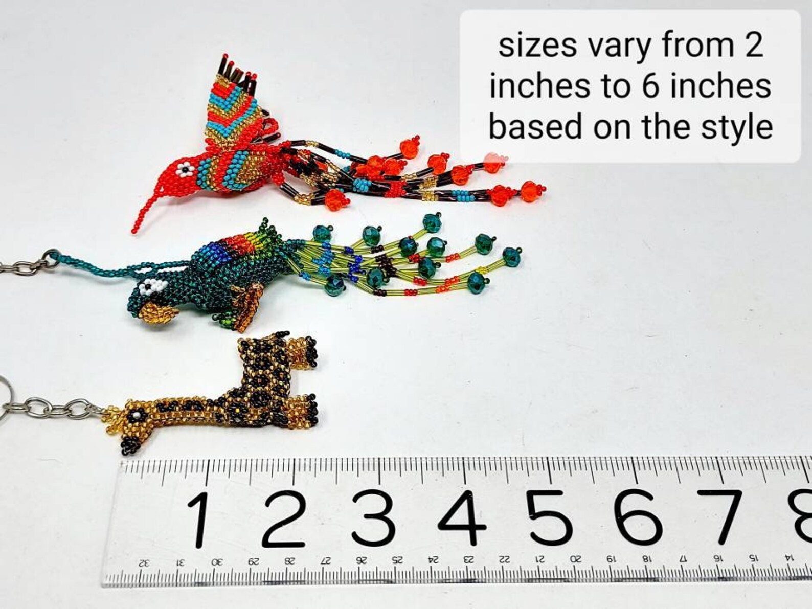 Glass Bead Bird Keychain / Mexican Parrot Keychains / - Etsy