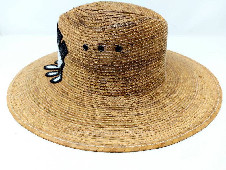 Straw Hat With Evil Eye Patch / Hand Made Summer Hat - Etsy