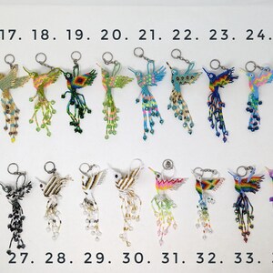 Glass Bead Bird Keychain / Mexican Parrot Keychains / Hummingbird ...
