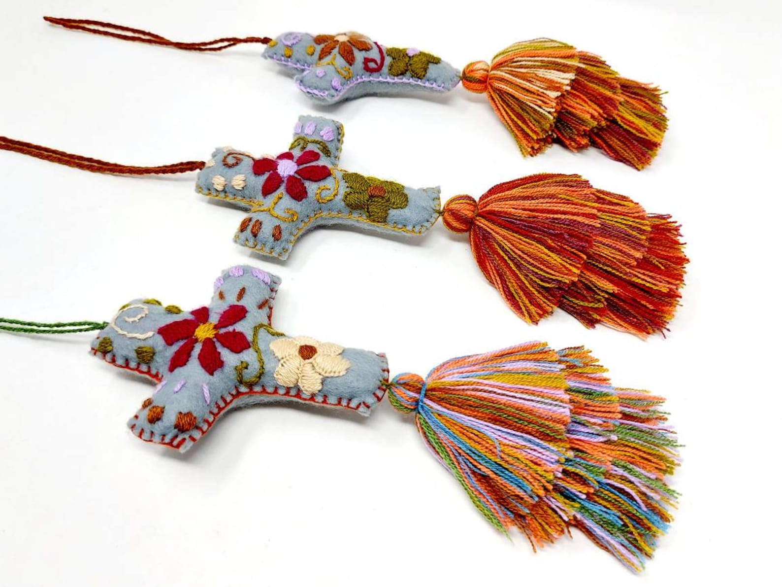 Embroidered Felt Cross / Embroidered Crosses in Bright Colors - Etsy