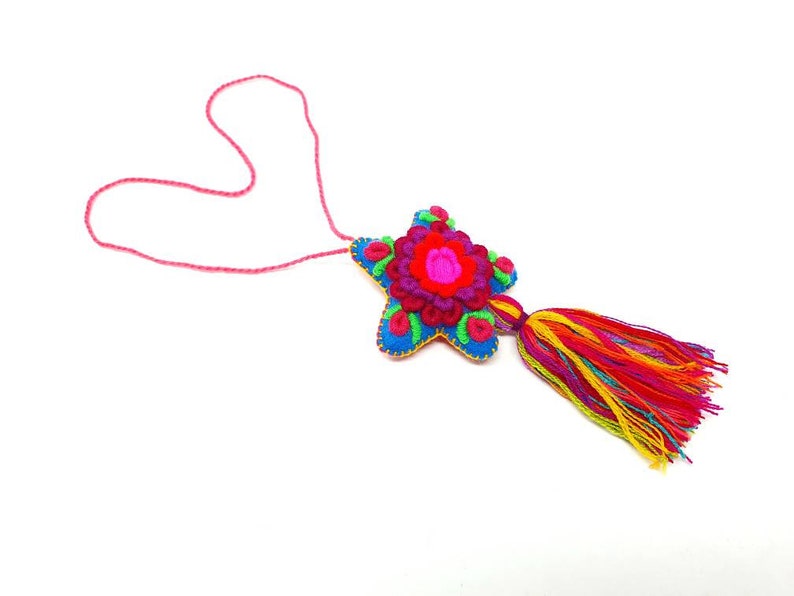 Set of 3 christmas star ornament / Mexican embroidered star / | Etsy