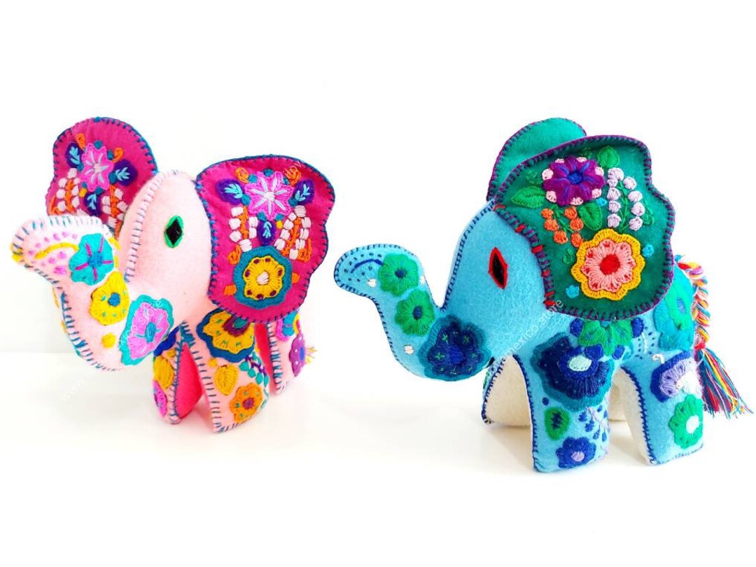 Embroidered Elephant Toy From Mexico - Etsy