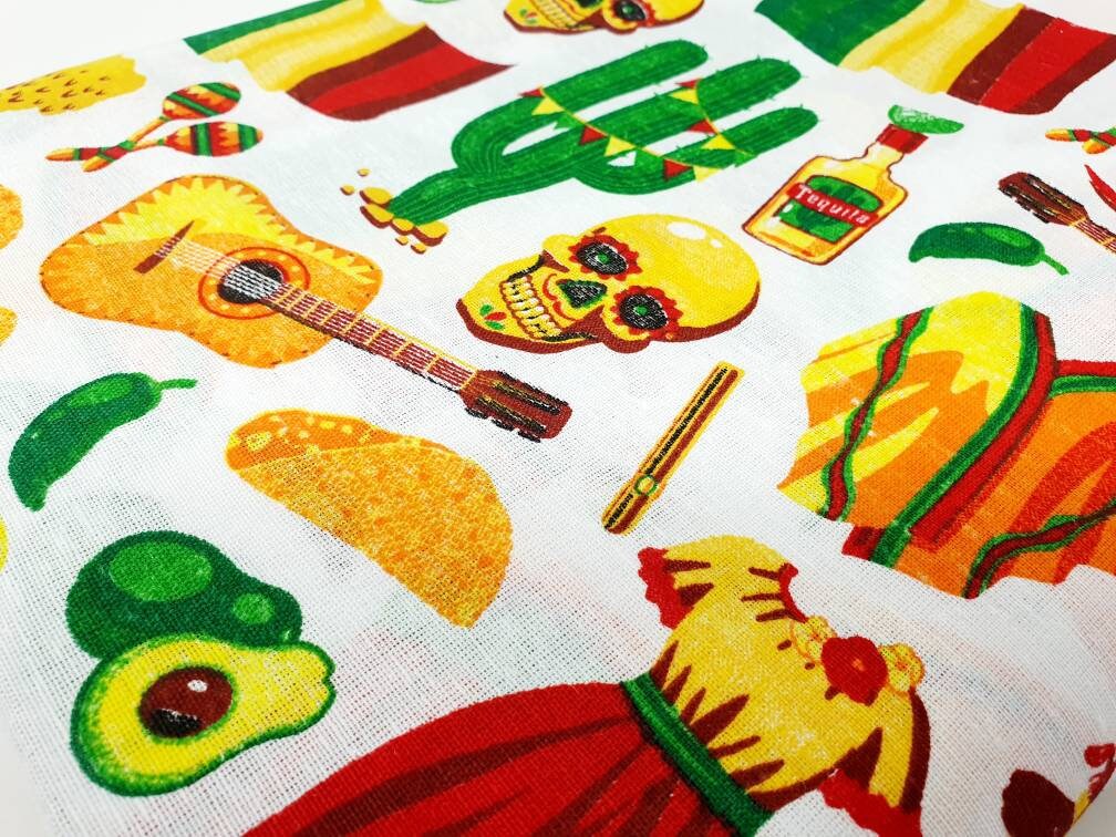 Traditional Mexican fabric by the yard / Mexican print fabric | Etsy