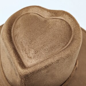 Suede Fedora Hat With Heart Shape Crown From Mexico - Etsy