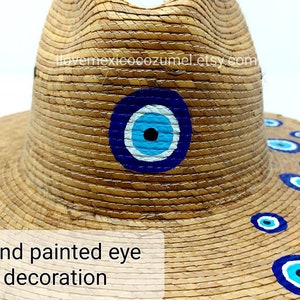 Hand Painted Hat With Evil Eye Decoration / Straw Hat With Eye Decor - Etsy