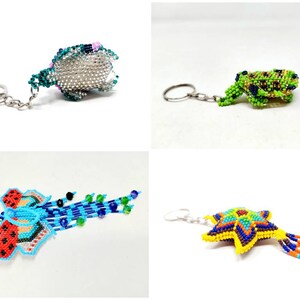 Glass Bead Bird Keychain: Mexican Parrot / Hummingbird Key Holder - Etsy