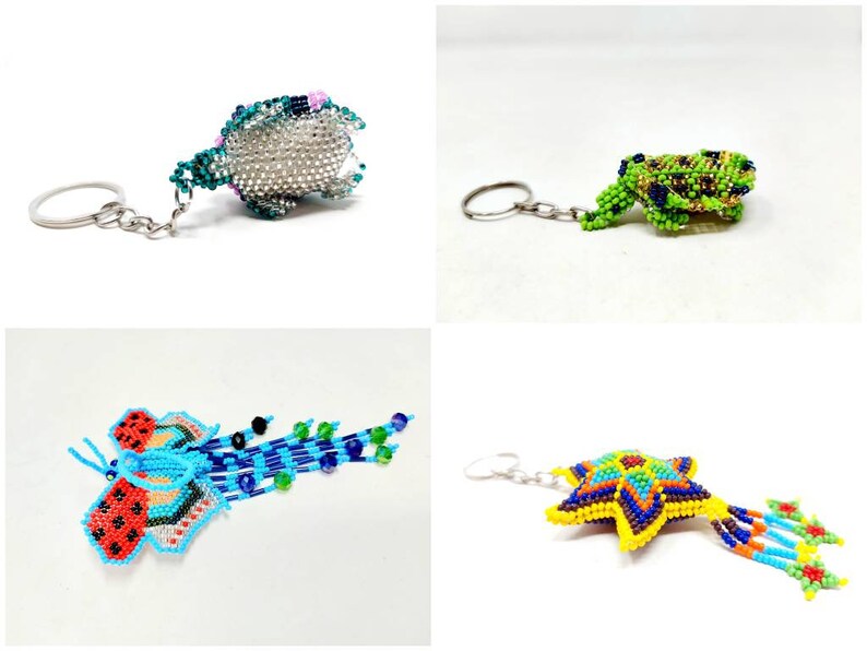 Glass Bead Bird Keychain / Mexican Parrot Keychains / - Etsy