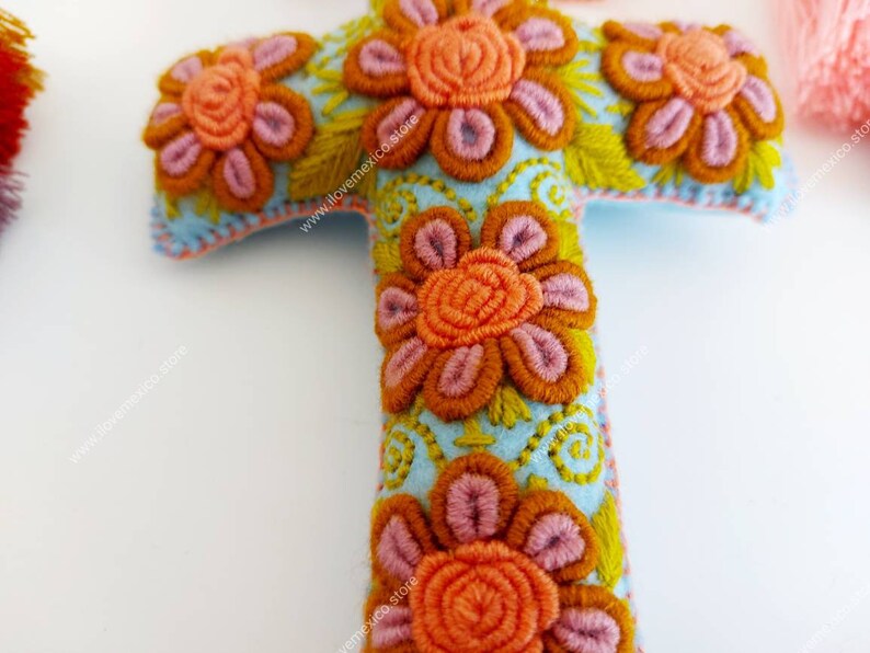 Large Embroidered Floral Cross / Large Cross With Tassel / - Etsy