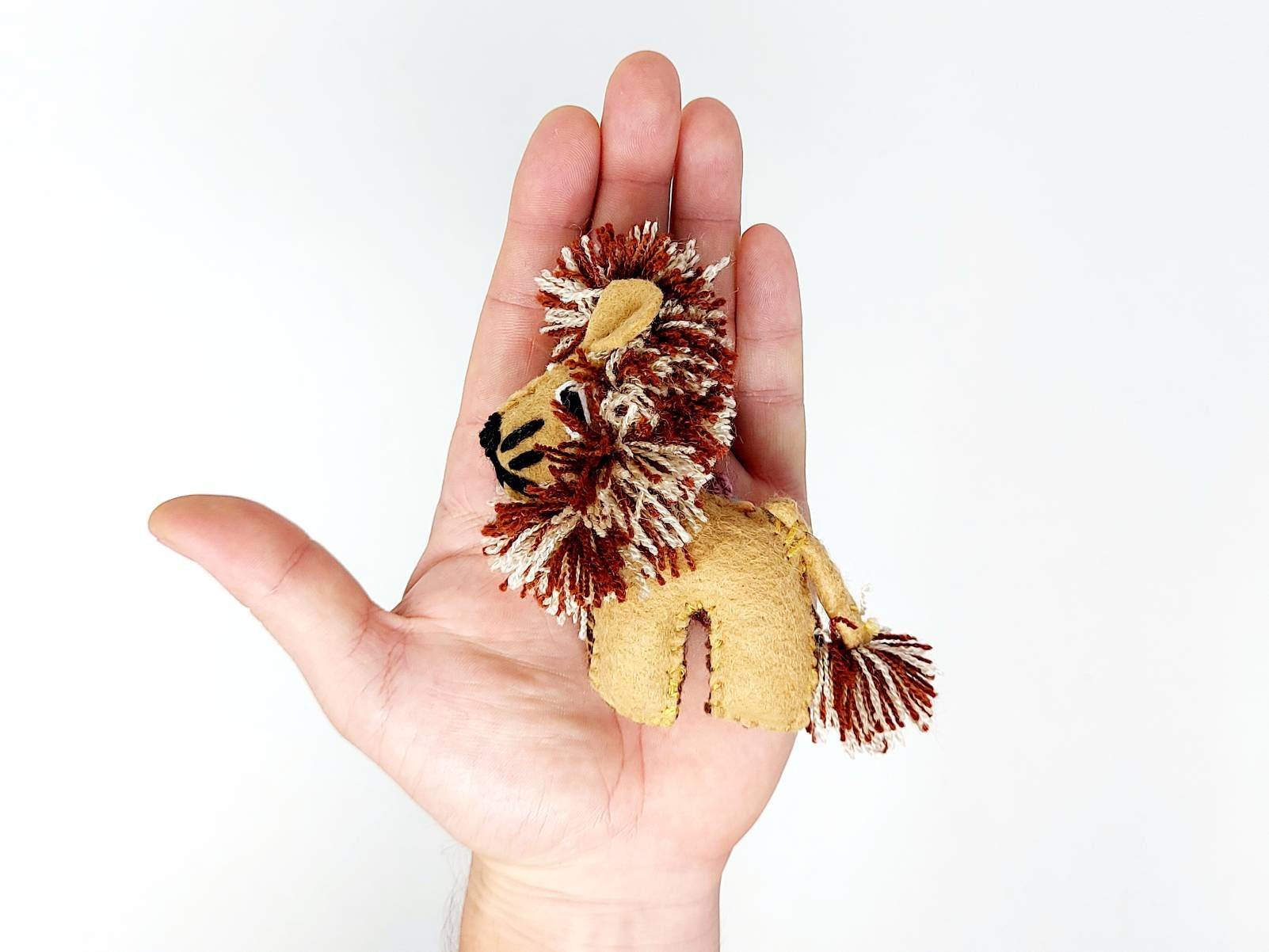 Hand Made Mini Plushies / Stuffed Natural Wool Lion / Plush | Etsy